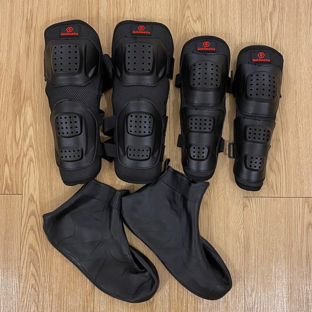 TAKIMOTO MOTORCYCLE KNEE PAD ELBOW PAD GEAR WITH FREE WATERPROOF SHOE ...