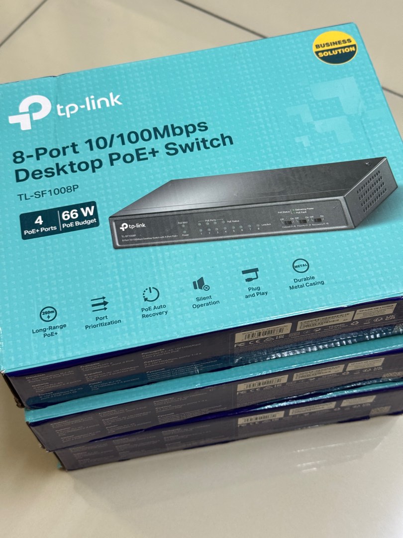 TP-Link TL-SF1008 8-Port 10/100Mbps Desktop Switch with 4-Port PoE ...