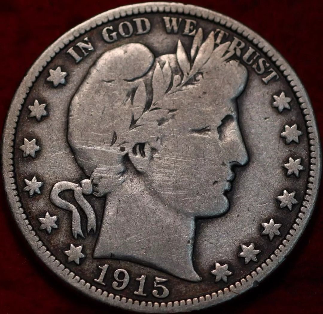 美國 USA Barber half dollar 50 cents - 1915 銀幣, 興趣及遊戲, 收藏品及紀念品, 錢幣 ...