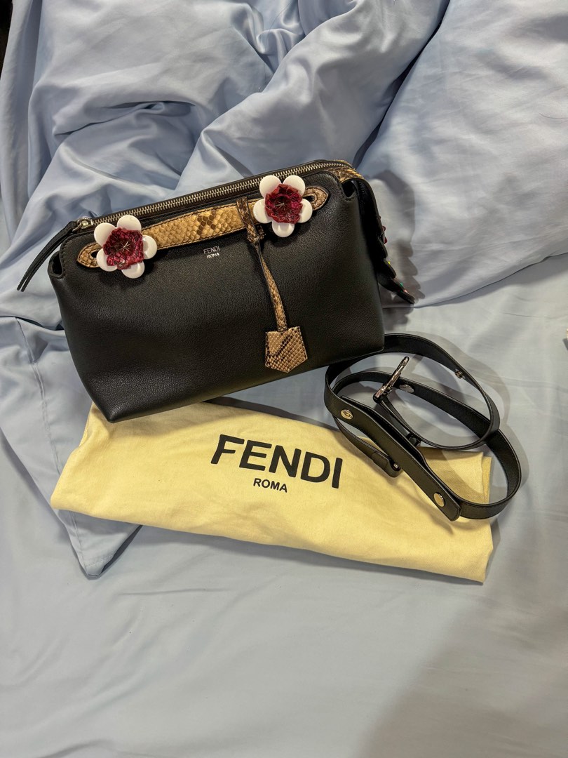 AUTHENTIC Fendi By The Way Mini in Black Leather with Exotic Python ...