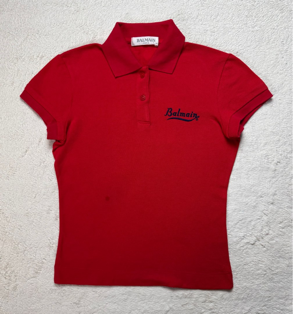 Balmain Paris - Vintage Red Polo Embroided Logo, Luxury, Apparel on ...