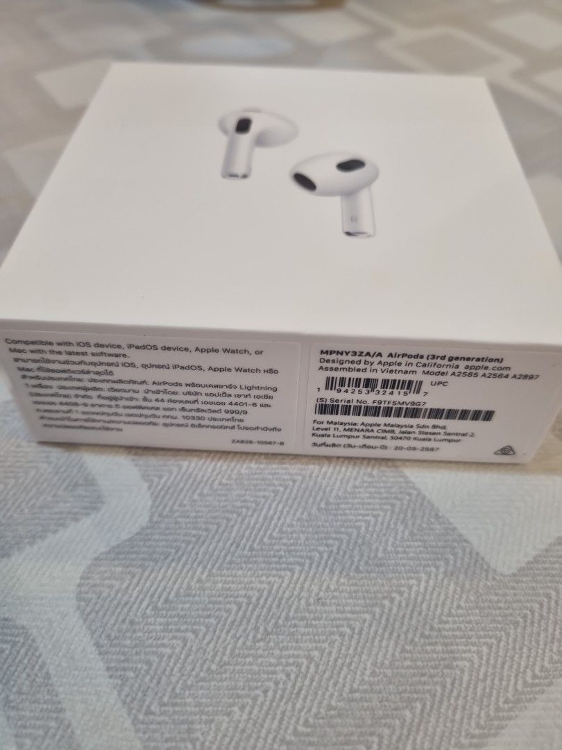 BNIB Airpods Gen 3 Lightning Apple, Audio, Earphones on Carousell
