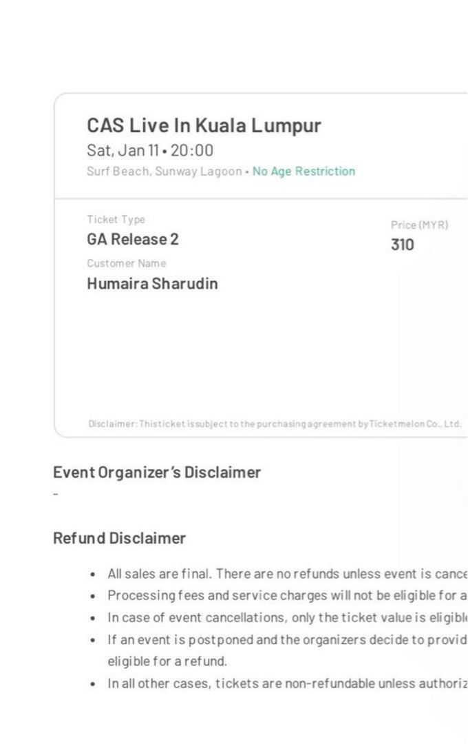 CAS 2025 MY Ticket to let go, Tickets & Vouchers, Event Tickets on ...