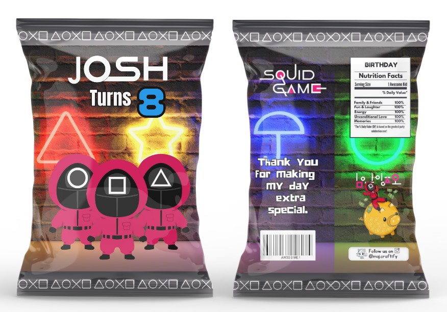 Customised Chip Bag Squid Game, Hobbies & Toys, Stationery & Craft ...