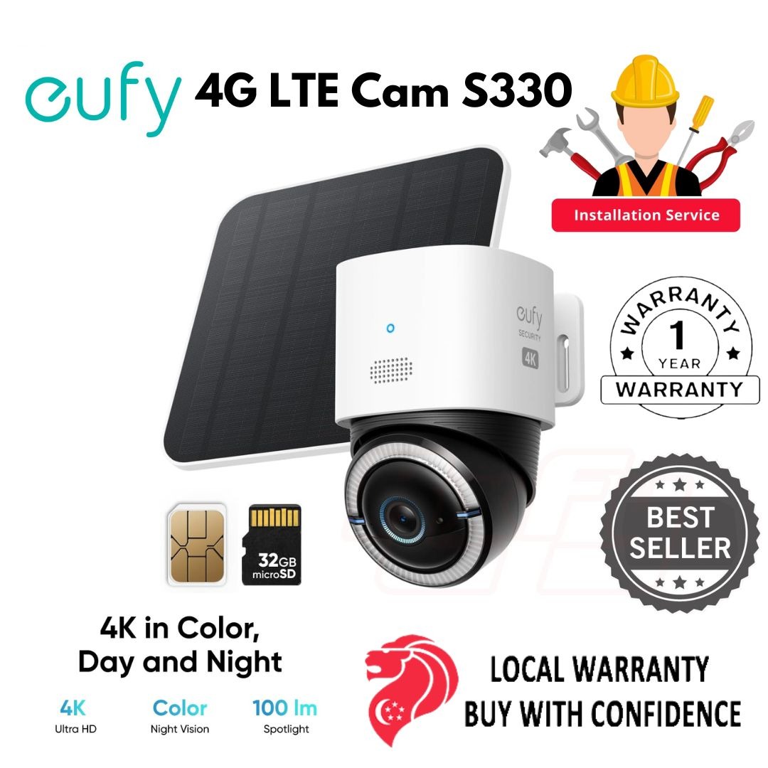 eufy 4G LTE Cam S330, cctv iptv 4K Cellular Solar Security Cameras Wireless Outdoor, Pan and ...