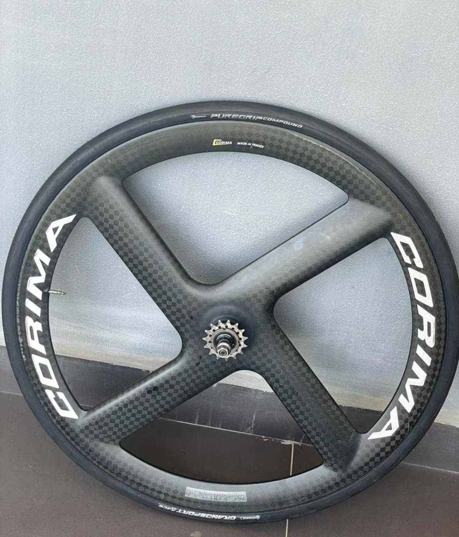 Fixed Gear Carbon Rear Wheel | Corima-Style 4-Spoke, Sports Equipment ...