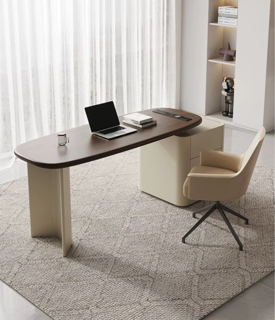 GAVORA Modern Walnut Study Desk, Furniture & Home Living, Furniture ...