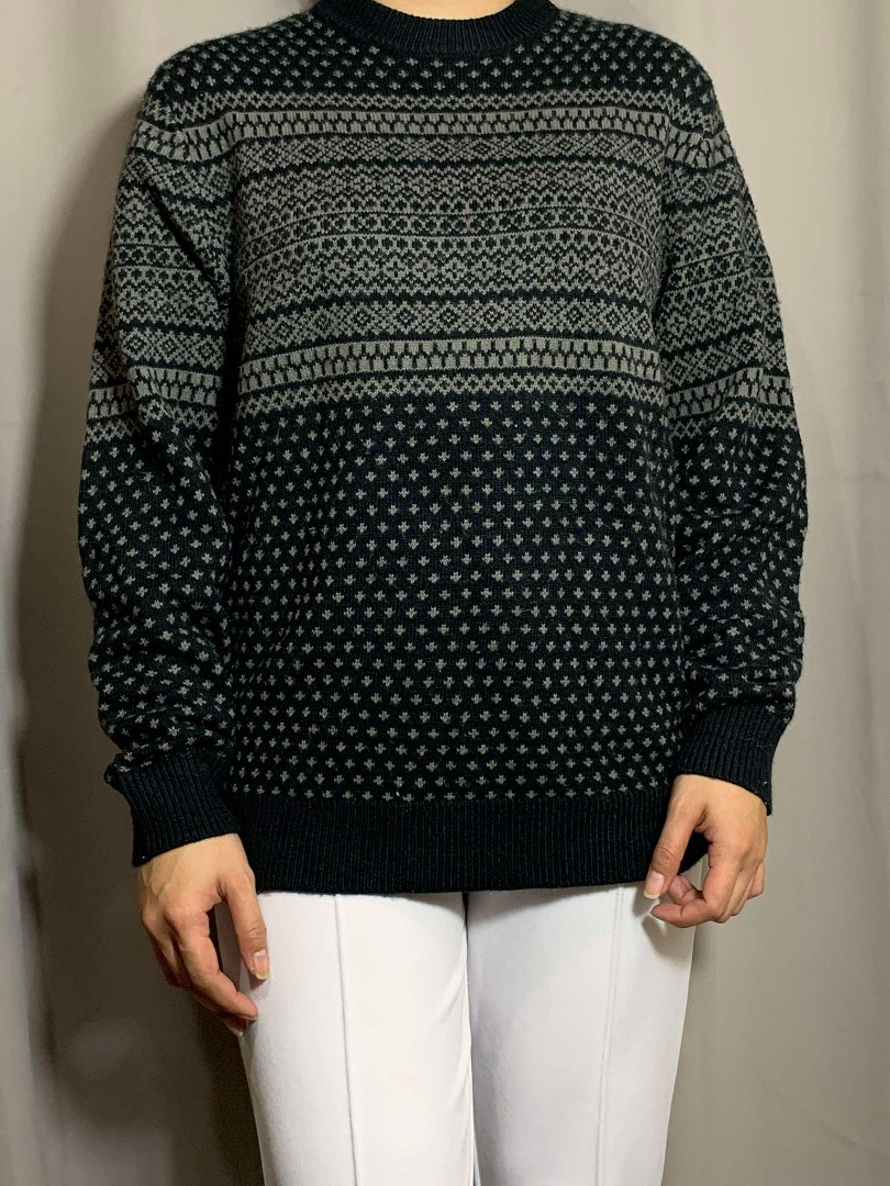 GU MEN'S FAIR ISLE KNITTED CREW NECK SWEATER, Men's Fashion, Coats ...