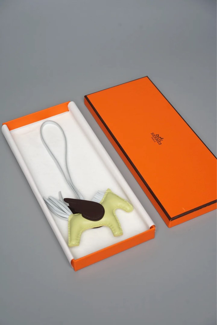 Hermes Pegase Charm in Jaune Bourgeon / Blue Breme Agneau | Hermes ...