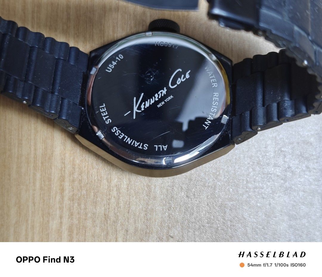 Kenneth Cole Stealth Black dress watch silicone link strap, Men's ...