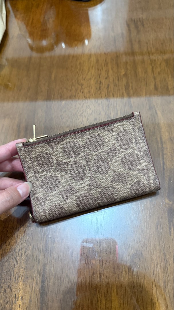 ORIGINAL Coach Zip Chain Card Case in Signature Canvas, Women's Fashion ...