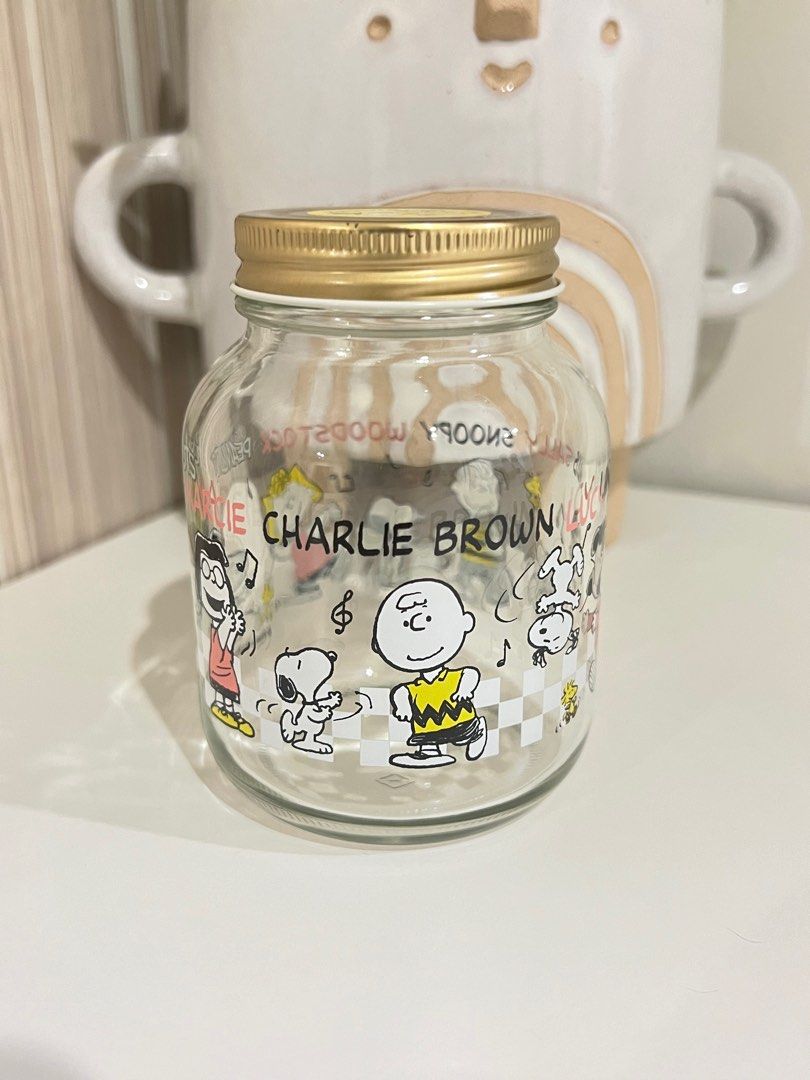 Peanuts Snoopy Glass Container Jar, Furniture & Home Living ...