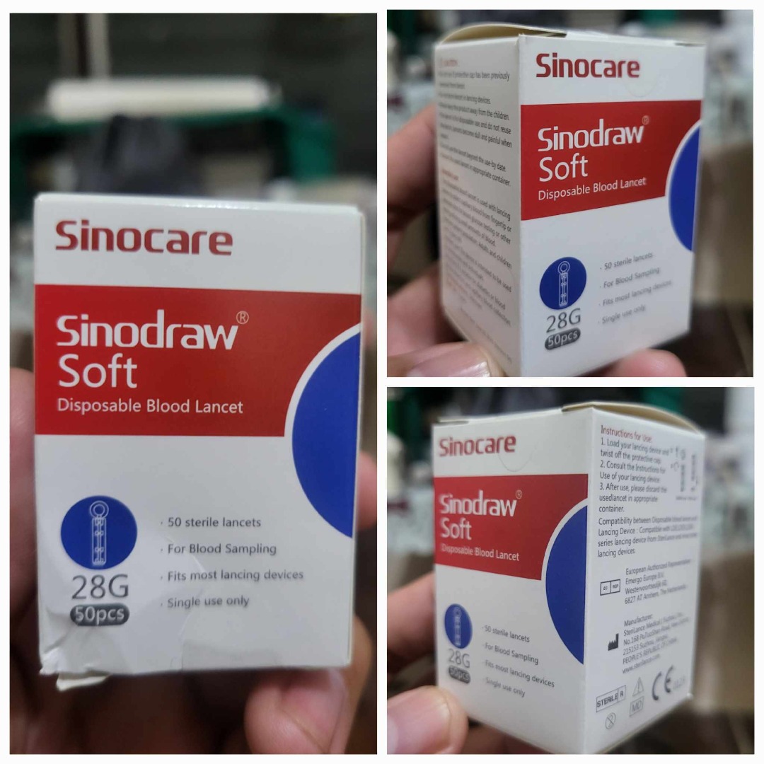 Sinocare Sinodraw Soft Disposable Blood Lancets, Health & Nutrition ...