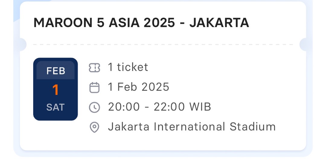 Tiket 1 vip maroon 5 jakarta, Tiket & Voucher, Tiket Acara di Carousell