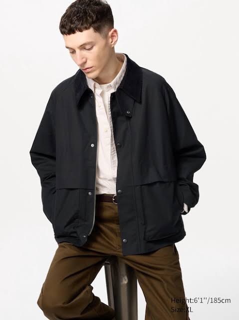 Uniqlo Utility Short Blouson Jacket Black Parka Coat, Men's Fashion ...
