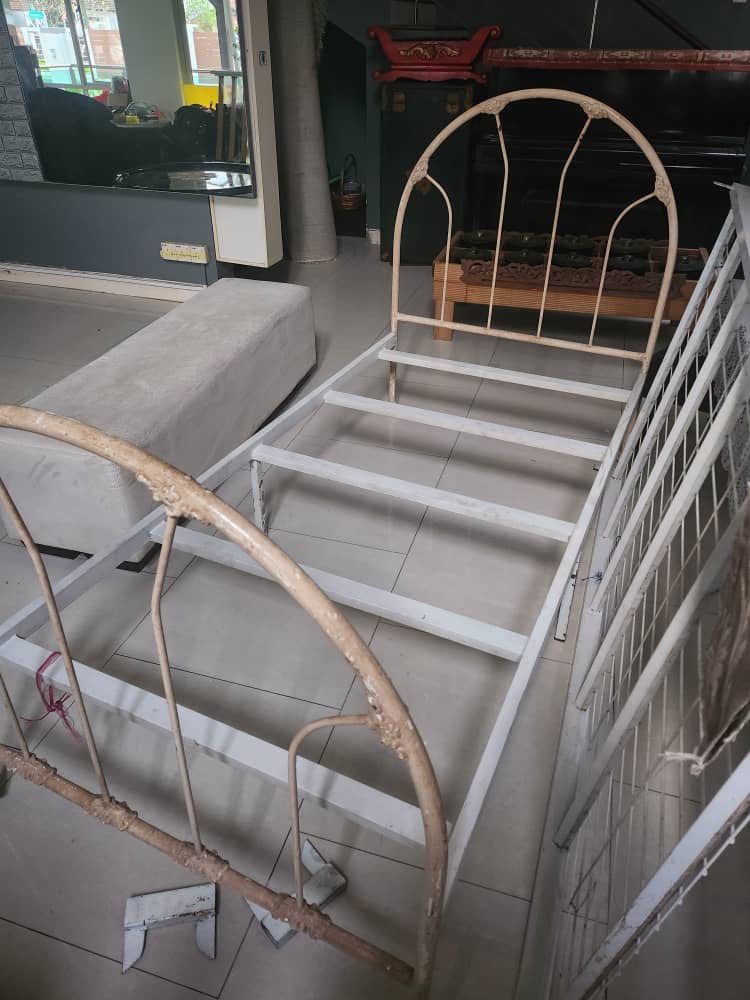 Vintage single bed frame, Furniture & Home Living, Furniture, Bed ...