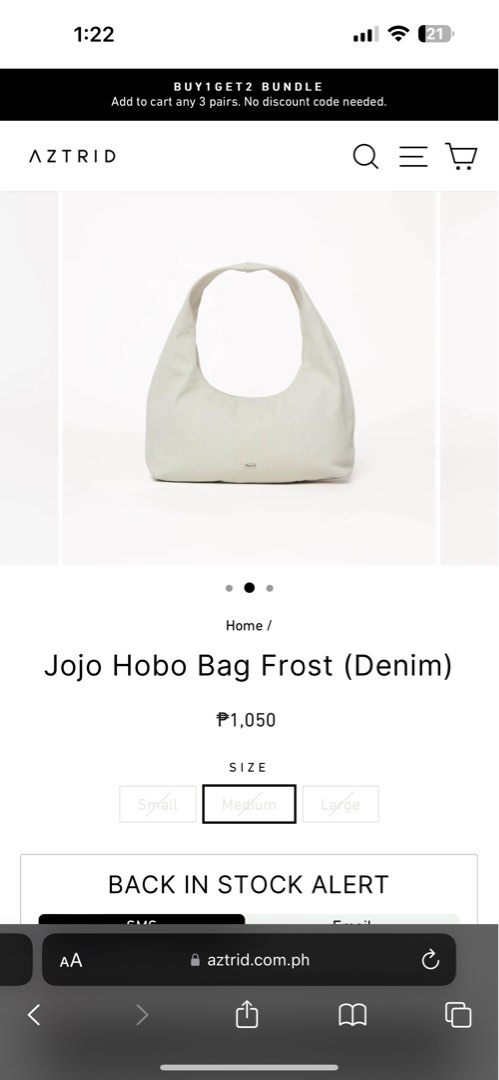 AZTRID HOBO BAG DENIM IN FROST, Women's Fashion, Bags & Wallets ...