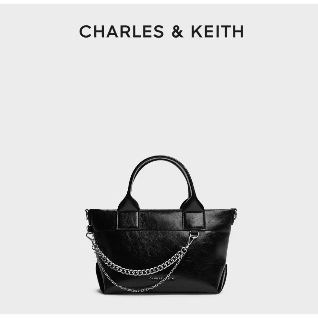 Charles & Keith Atwood Crinkle-Effect Chain-Embellished Tote Bag, Women ...