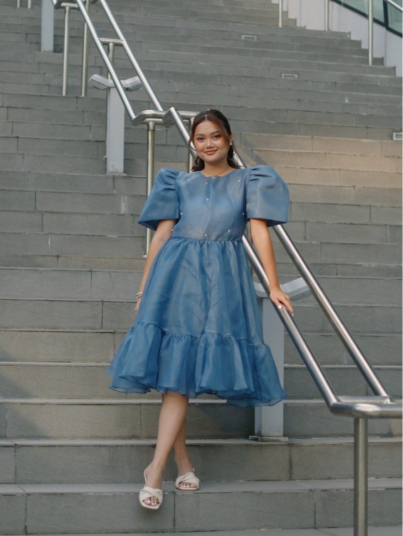 Dusty Blue Filipiniana Dress, Women's Fashion, Dresses & Sets, Dresses ...