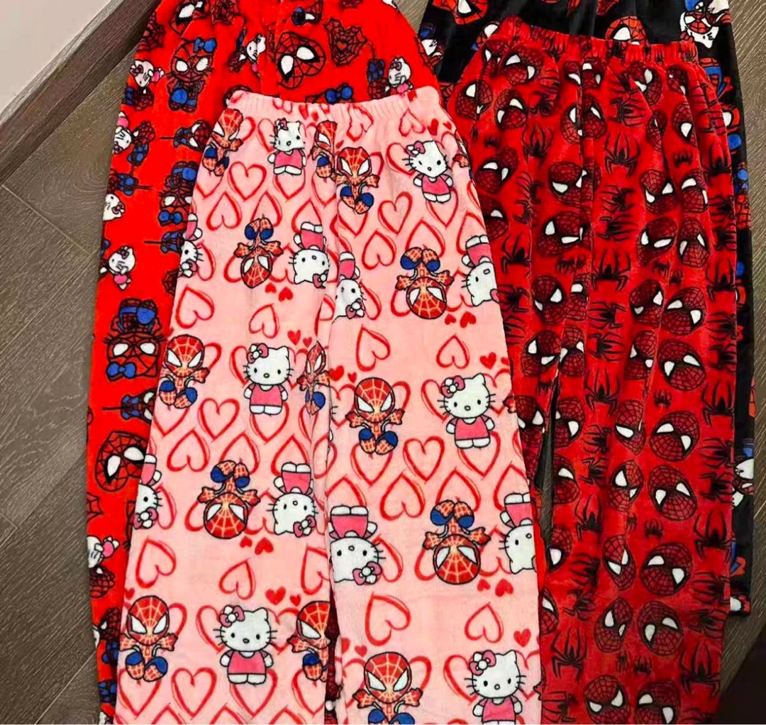 Hello kitty, kuromi, Batman, spider man fluffy pants, 女裝, 褲＆半截裙, 其他下身 ...