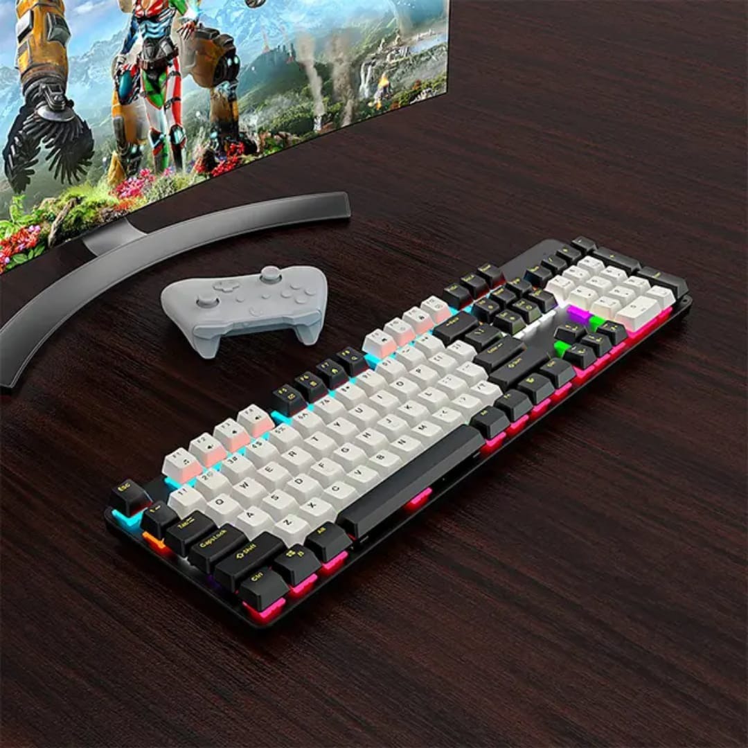 Hot Sale 104 Keys Rainbow Backlit Gaming Keyboard Anti-Ghosting Blue ...