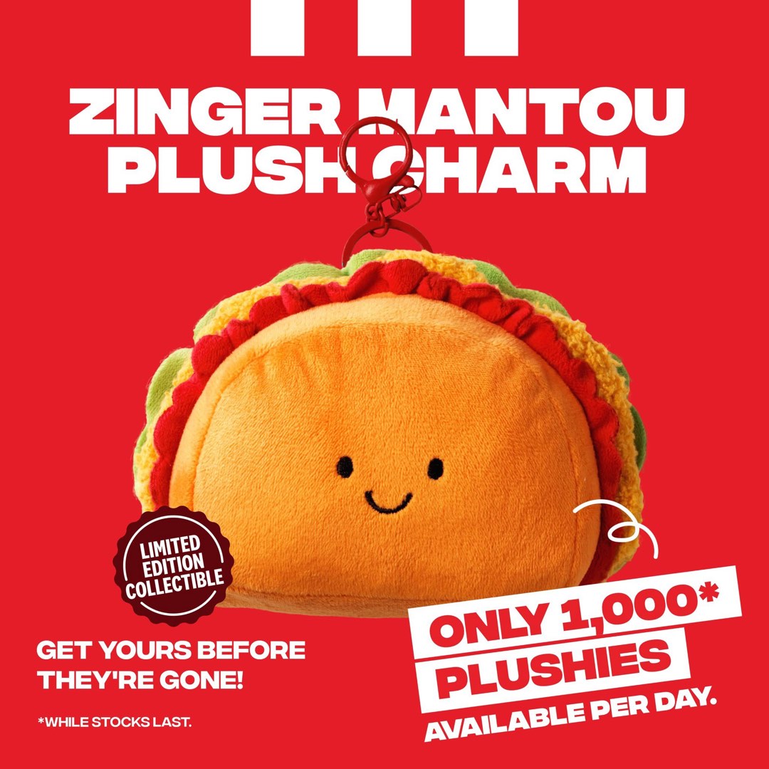 KFC Zinger Mantou Plush Charm, Hobbies & Toys, Toys & Games on Carousell