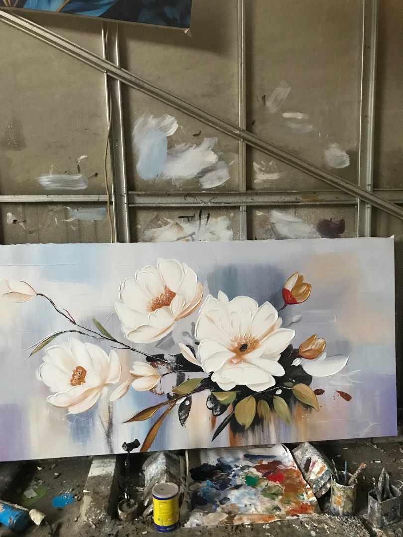 Lukisan bunga mawar texture modern, Desain & Kerajinan Tangan, Karya ...