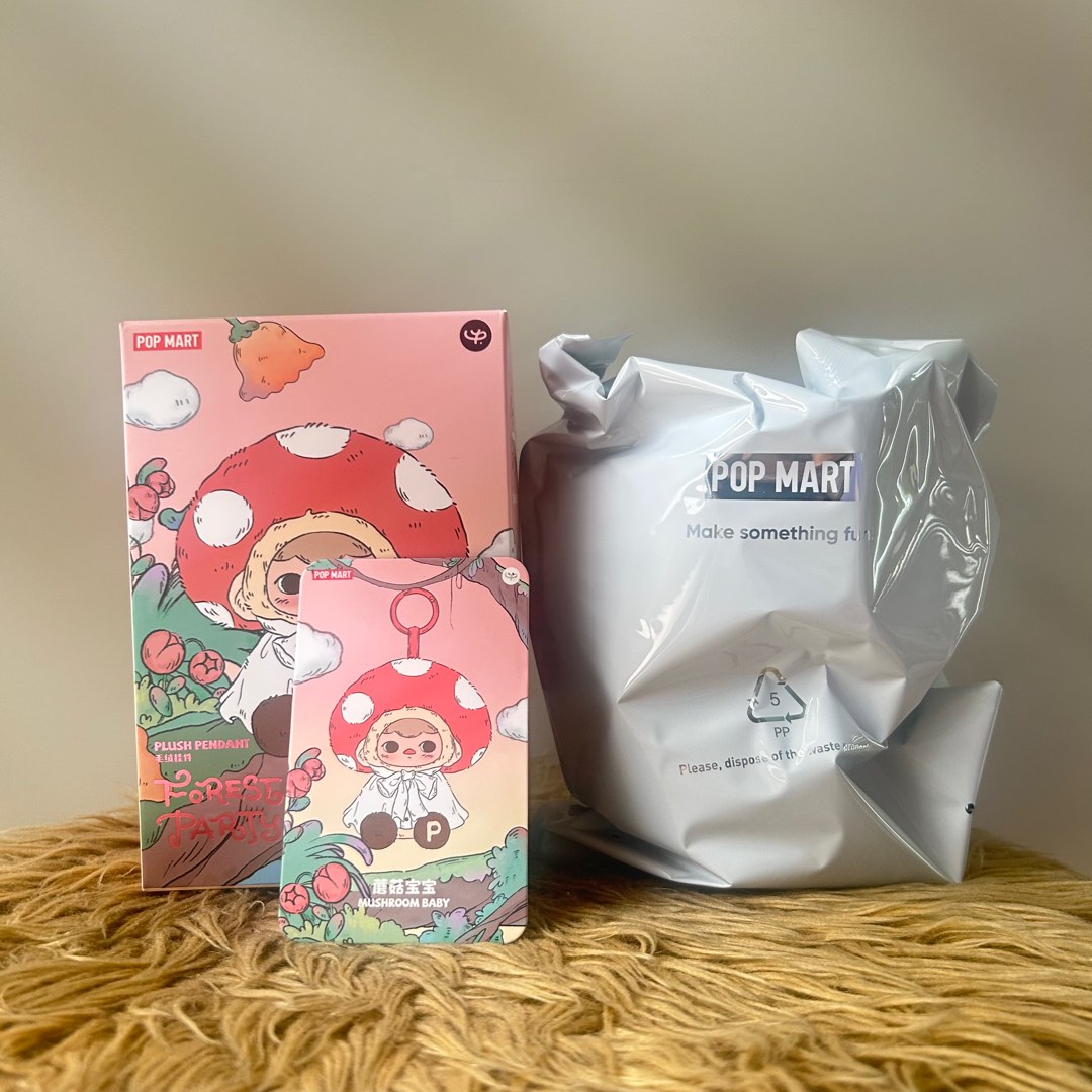 ORI Pop Mart Pucky Forest Party Plush Pendant Selected Mushroom Baby ...