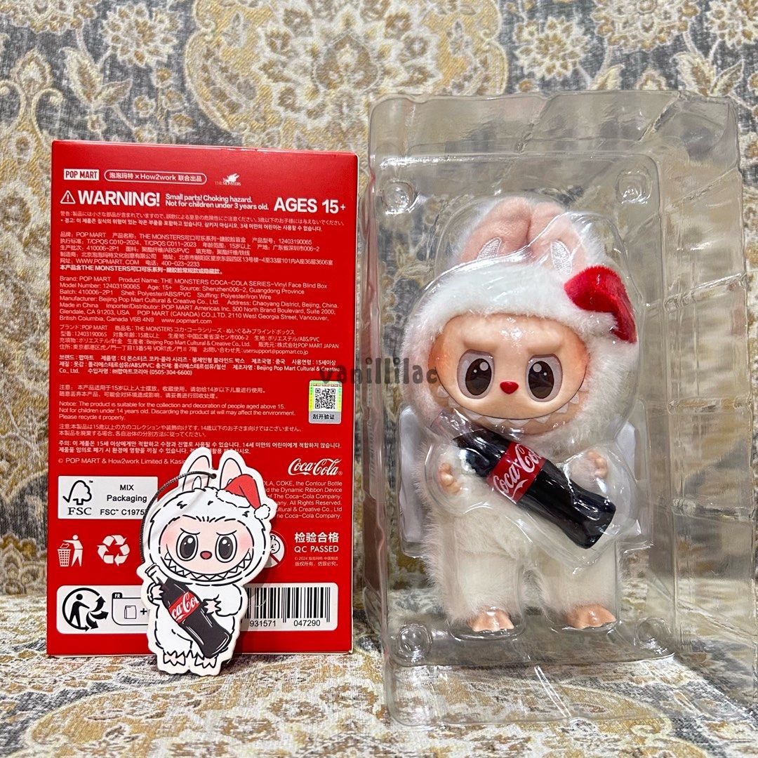 ORI Pop Mart The Monsters Labubu Coca Cola Vinyl Face Pendant Plush ...