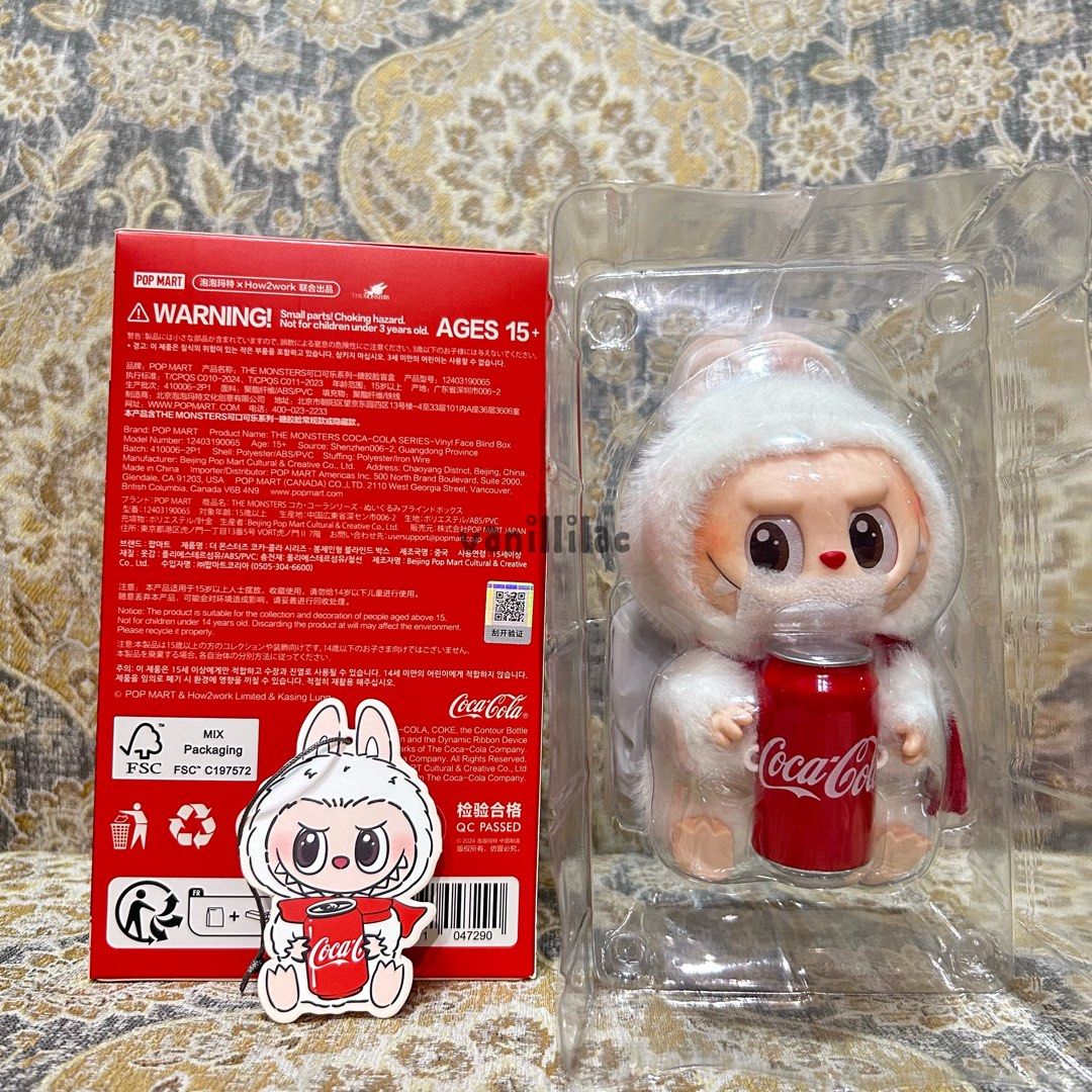 ORI Pop Mart The Monsters Labubu Coca Cola Vinyl Face Pendant Plush ...