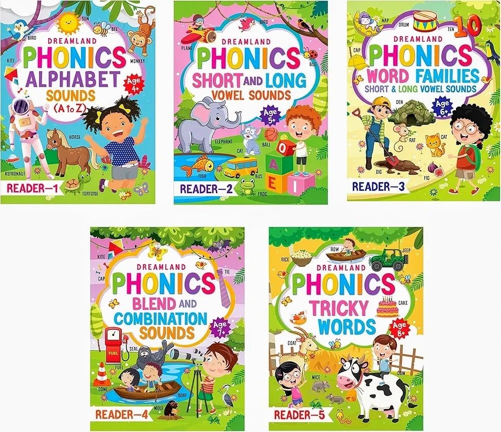 Phonics Reader 5 Books Pack for Children Age 3 -10 Years -Alphabet ...