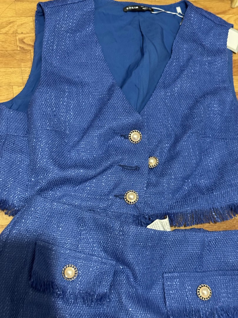 Royal blue shein coords tweed, Women's Fashion, Dresses & Sets, Sets or ...