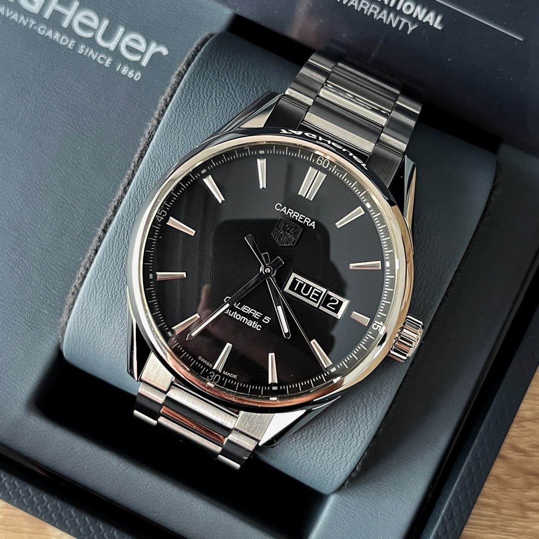 Tag Heuer Carrera Calibre 5 Day Date Black Azurage Dial, Men's Fashion ...