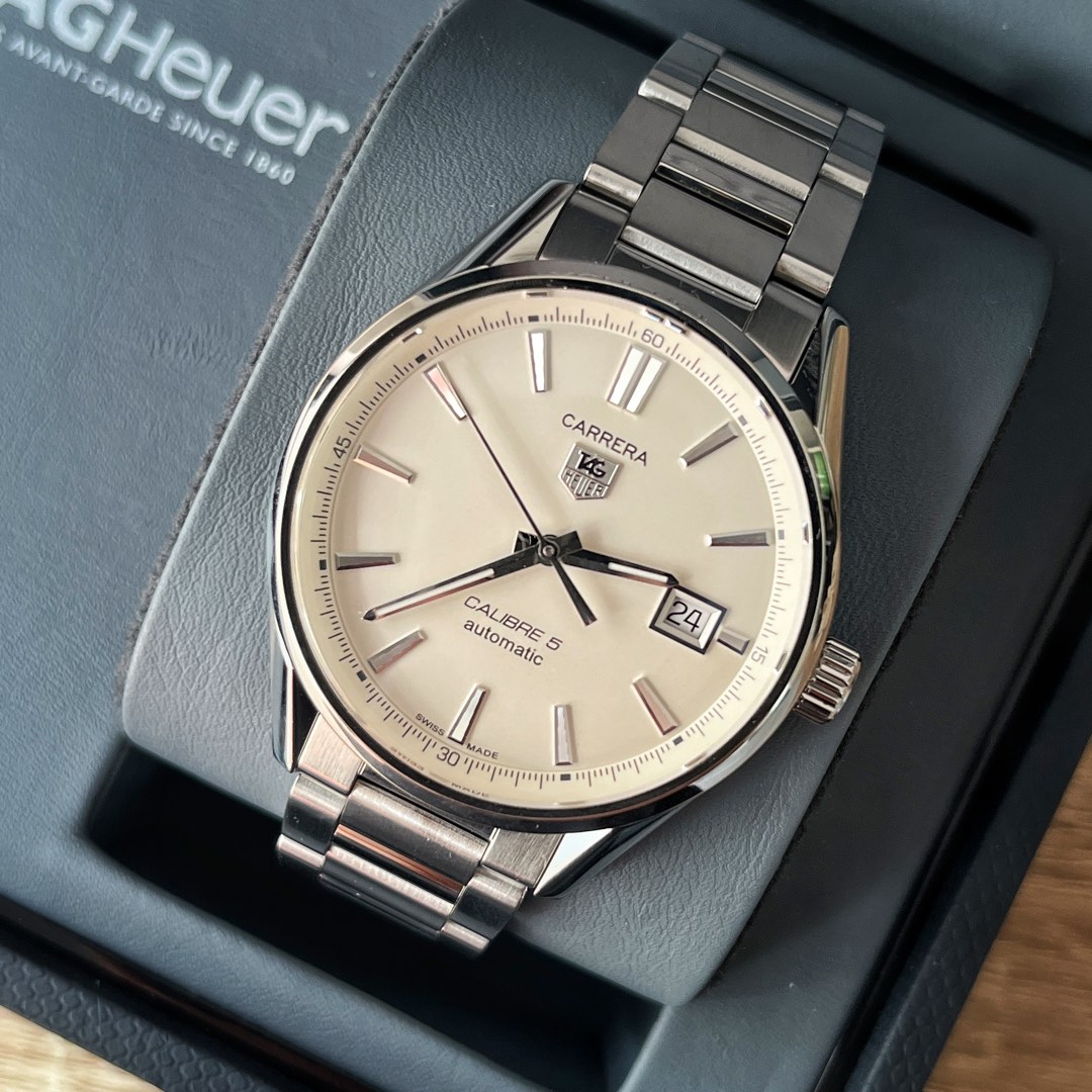 Tag Heuer Carrera Calibre 5 White Azurage Dial, Men's Fashion, Watches ...