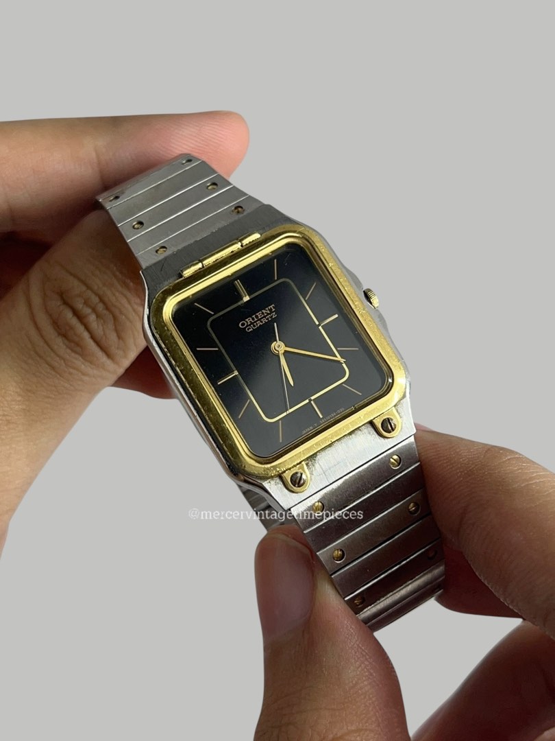 Vintage Orient Tank “Santos” Homage Two Tone Black Dial JDM Japan ...