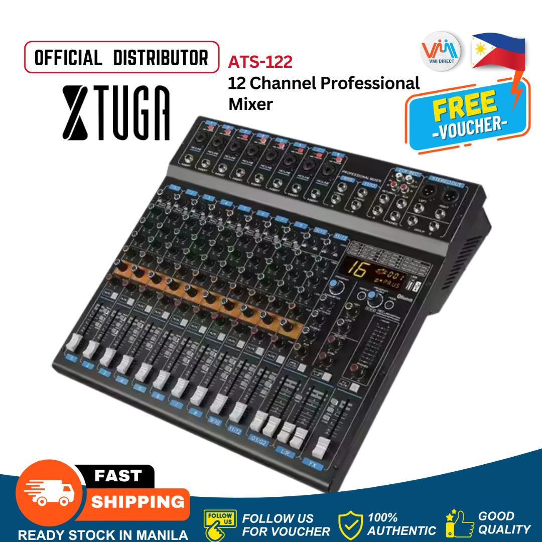 Xtuga ATS-122 12 Channel Professional Powered Digital Mixer 16DSP ...