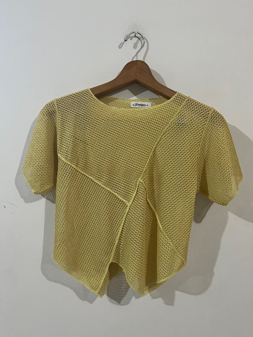 Yellow Top Jaring jaring / Top Kuning Jaring-Jaring / Atasan Kuning ...