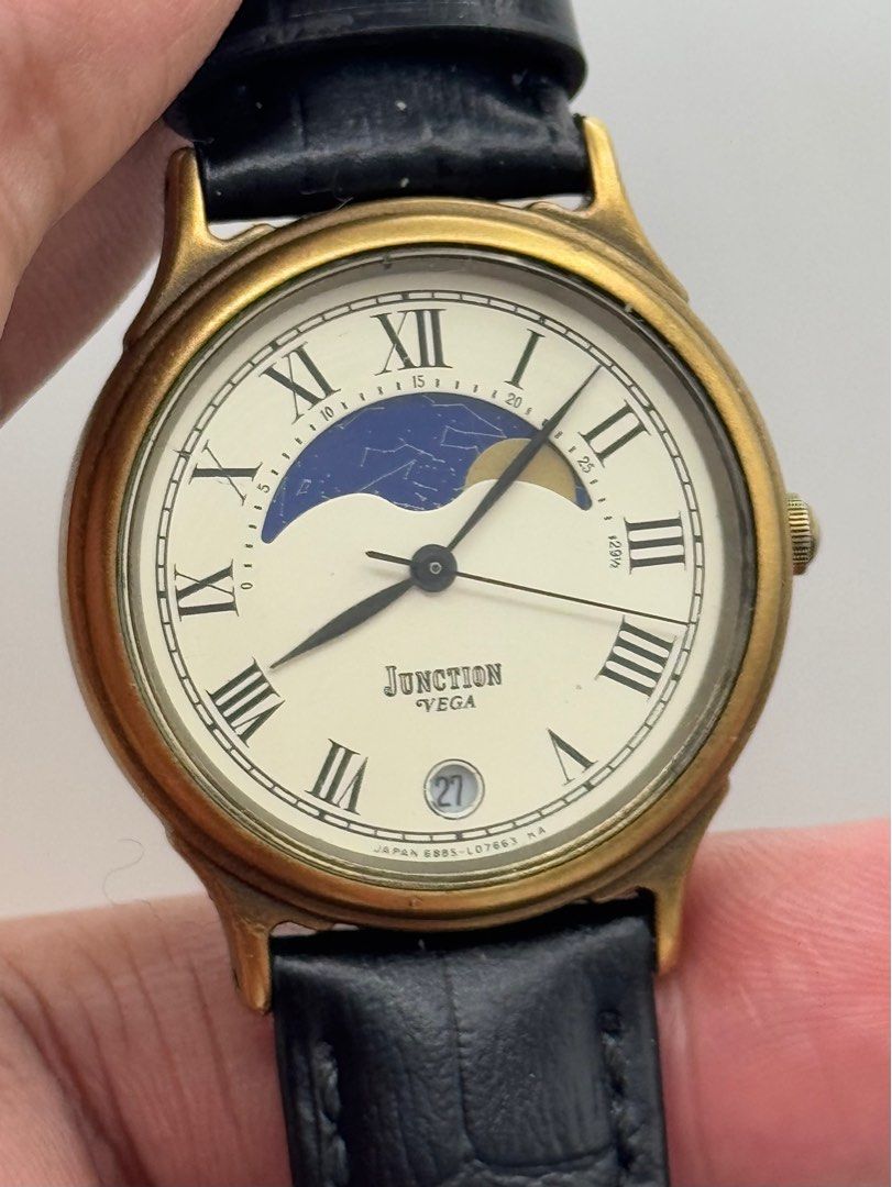 1980s Citizen Junction Vega Moonphase White Roman Dial, Luxury, Watches ...