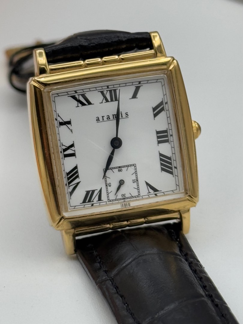 1990s Aramis Square Tank White Roman Dial Subsecond, Luxury, Watches on ...