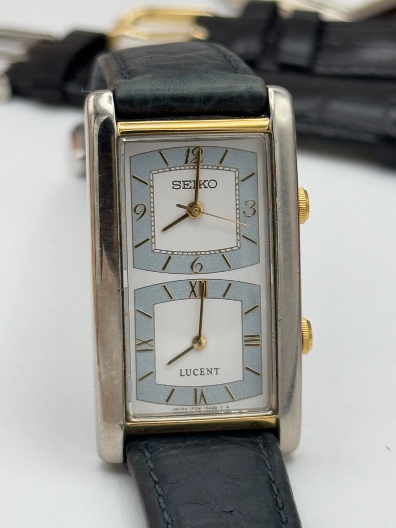 1990s Seiko Lucent Dual-Time Tank ‘Cintree’ Roman Dial, Luxury, Watches ...