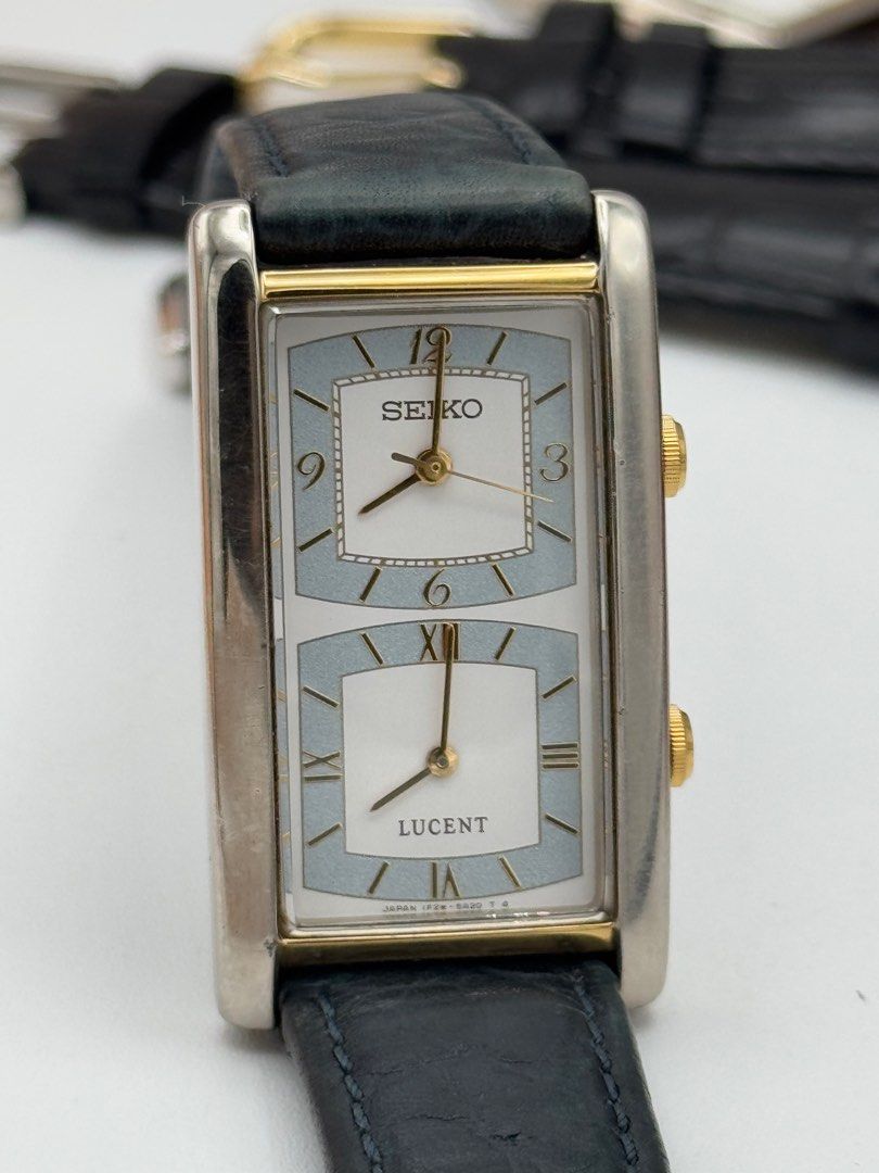 1990s Seiko Lucent Dual-Time Tank ‘Cintree’ Roman Dial, Luxury, Watches on Carousell