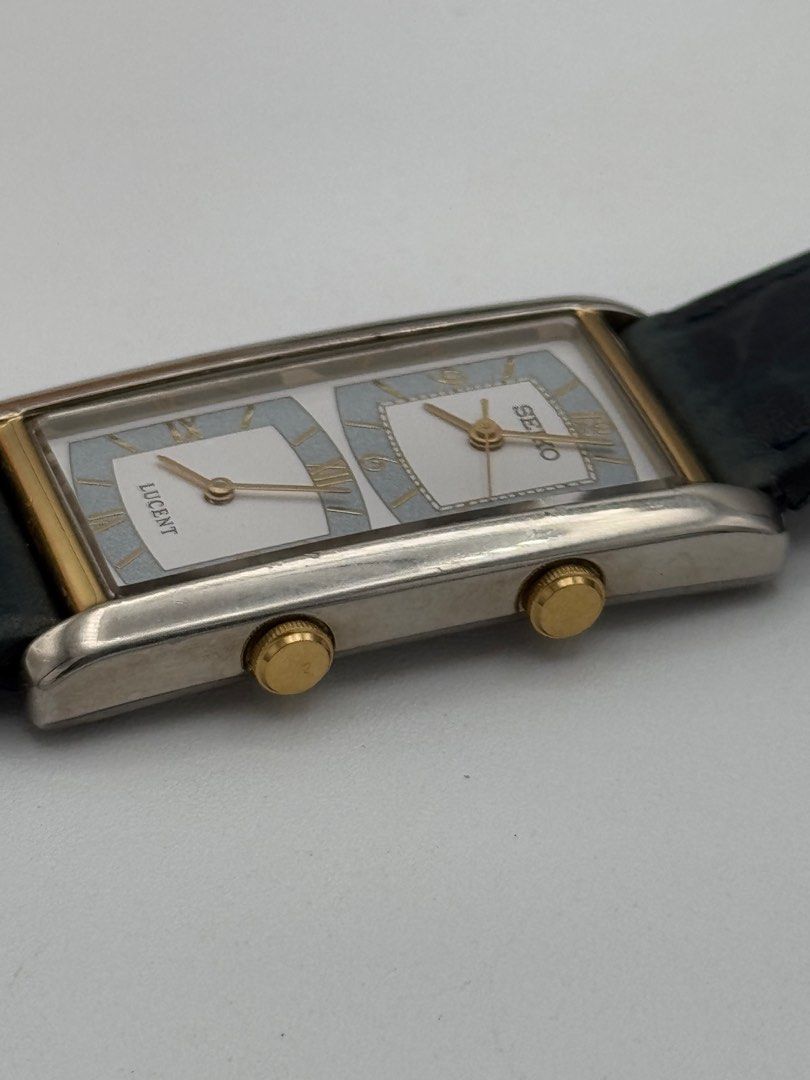 1990s Seiko Lucent Dual-Time Tank ‘Cintree’ Roman Dial, Luxury, Watches ...