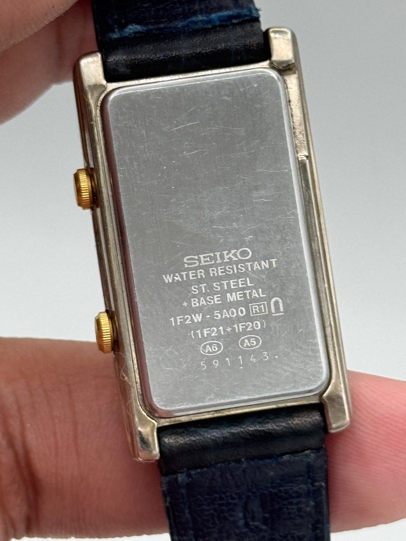 1990s Seiko Lucent Dual-Time Tank ‘Cintree’ Roman Dial, Luxury, Watches ...