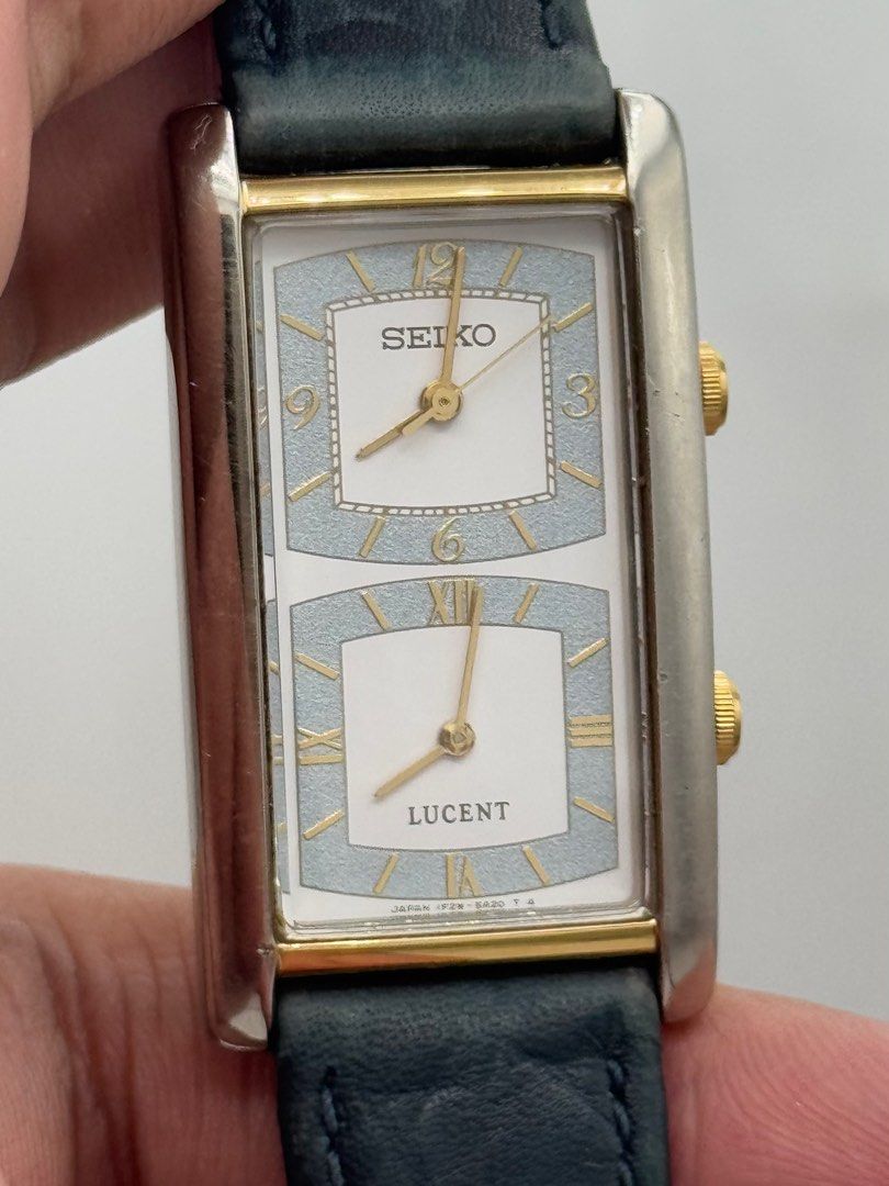 1990s Seiko Lucent Dual-Time Tank ‘Cintree’ Roman Dial, Luxury, Watches ...