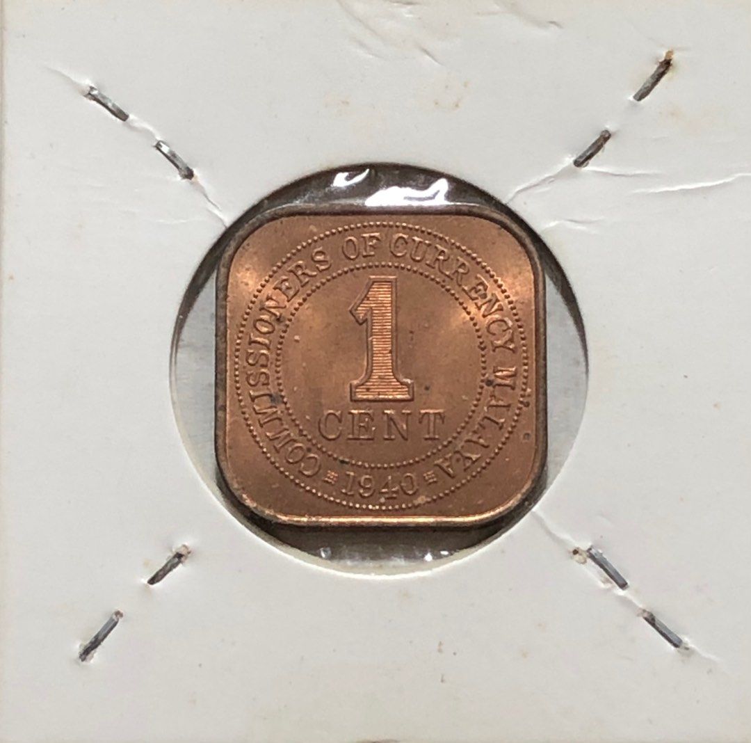 ( Syiling ) 1 Cent 1940 ( UNC)( Large type ) George V King Emperor ...