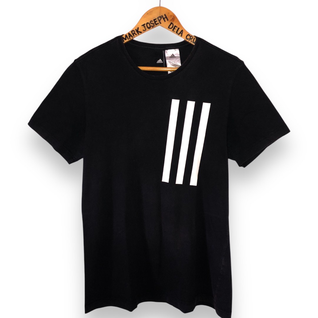 ADIDAS FRONT THREE LINES COTTON BLACK TSHIRT, Men's Fashion, Tops & Sets, Tshirts & Polo Shirts ...
