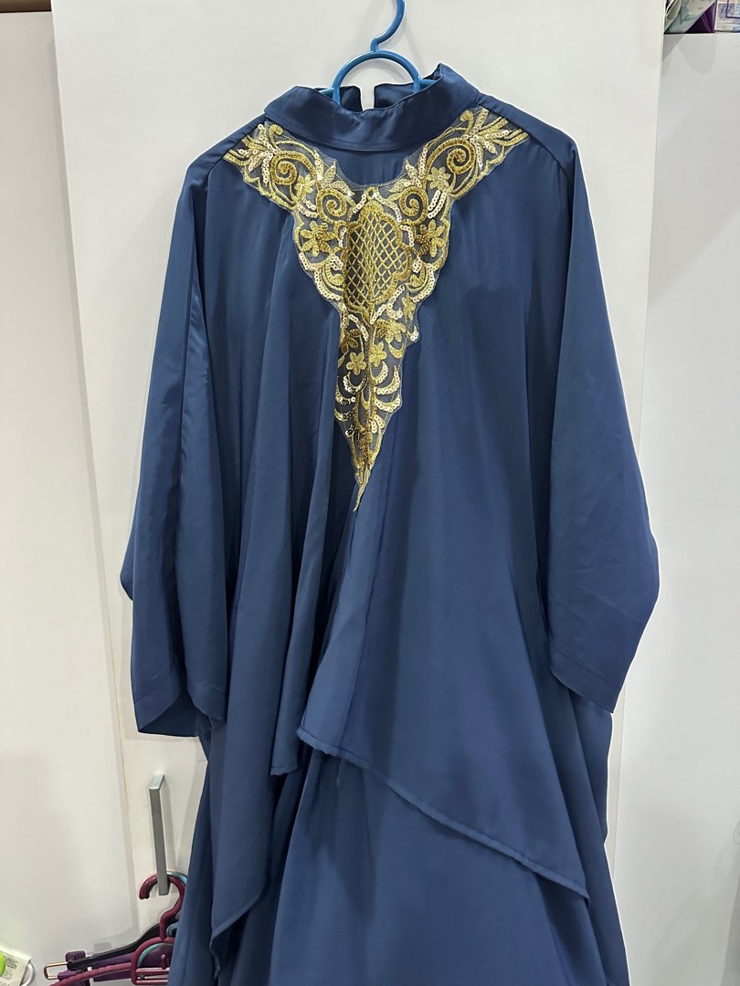 Azuredzua Lofa Kurung in Navy Blue, Women's Fashion, Muslimah Fashion ...