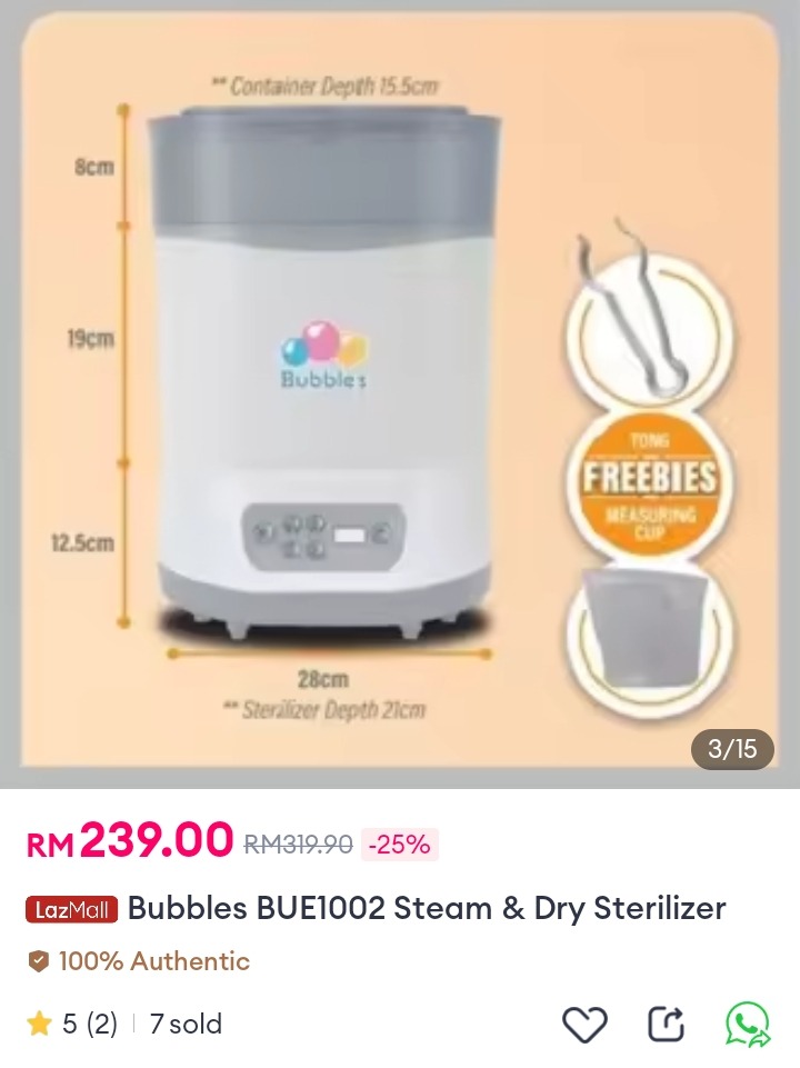 Bubbles Steam & Dry Sterilizer, Babies & Kids, Nursing & Feeding ...