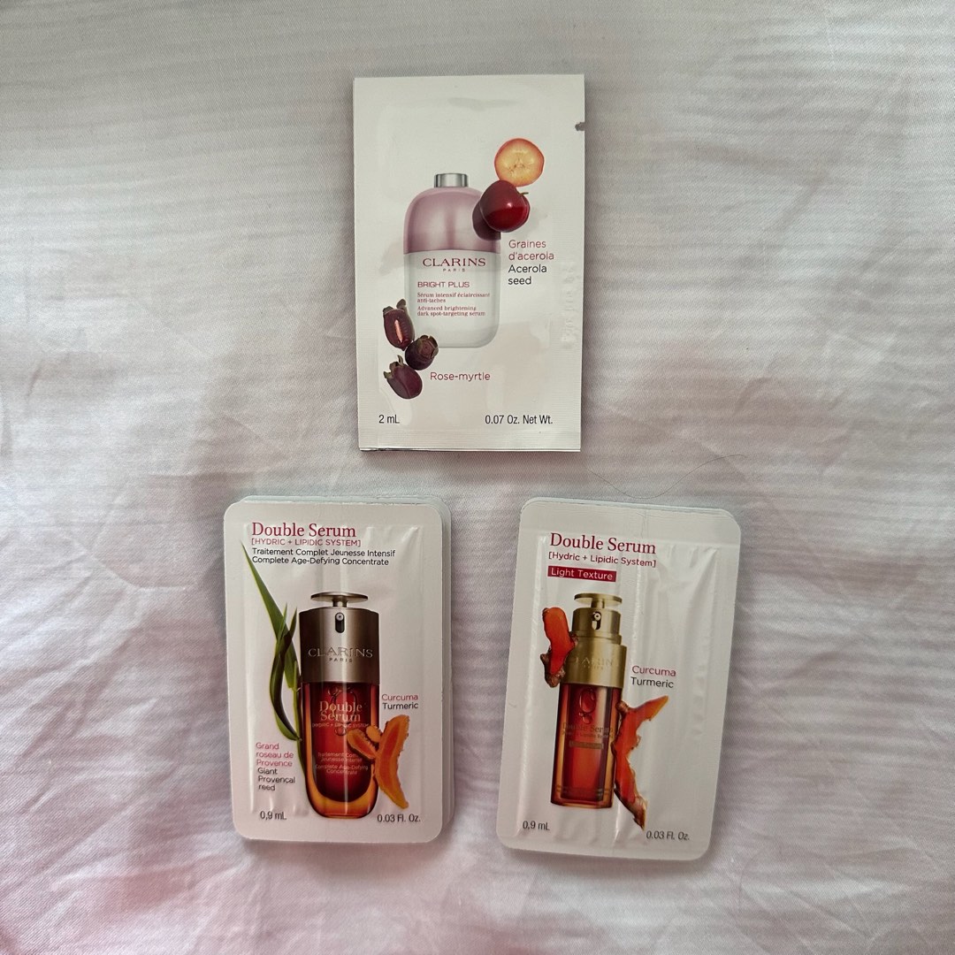 Clarins sample (Bright Plus Serum, Double Serum, Double Serum Light ...