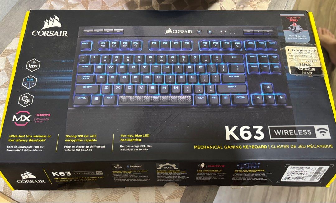 CORSAIR K63 Wireless Mechanical Gaming Keyboard - Blue LED - Cherry MX Red, Computers & Tech ...